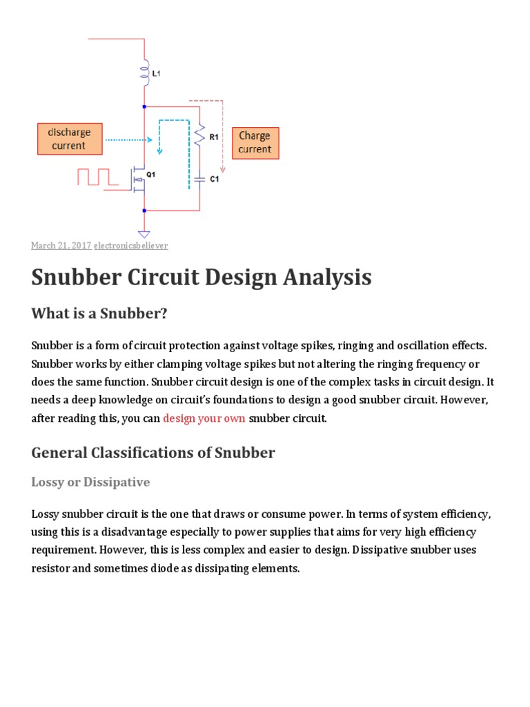 Snubber Circuit Design Analysis | PDF | Electrical Network | Capacitor