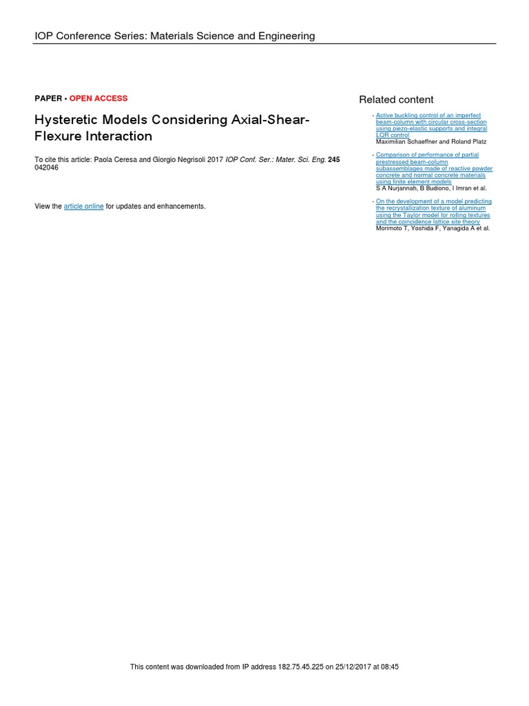 Axial Flexure Shear | PDF | Plasticity (Physics) | Equations