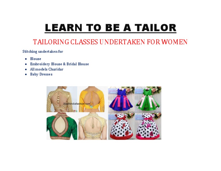 Women's Tailoring Classes & Services | PDF | Self-Improvement | Lifestyle