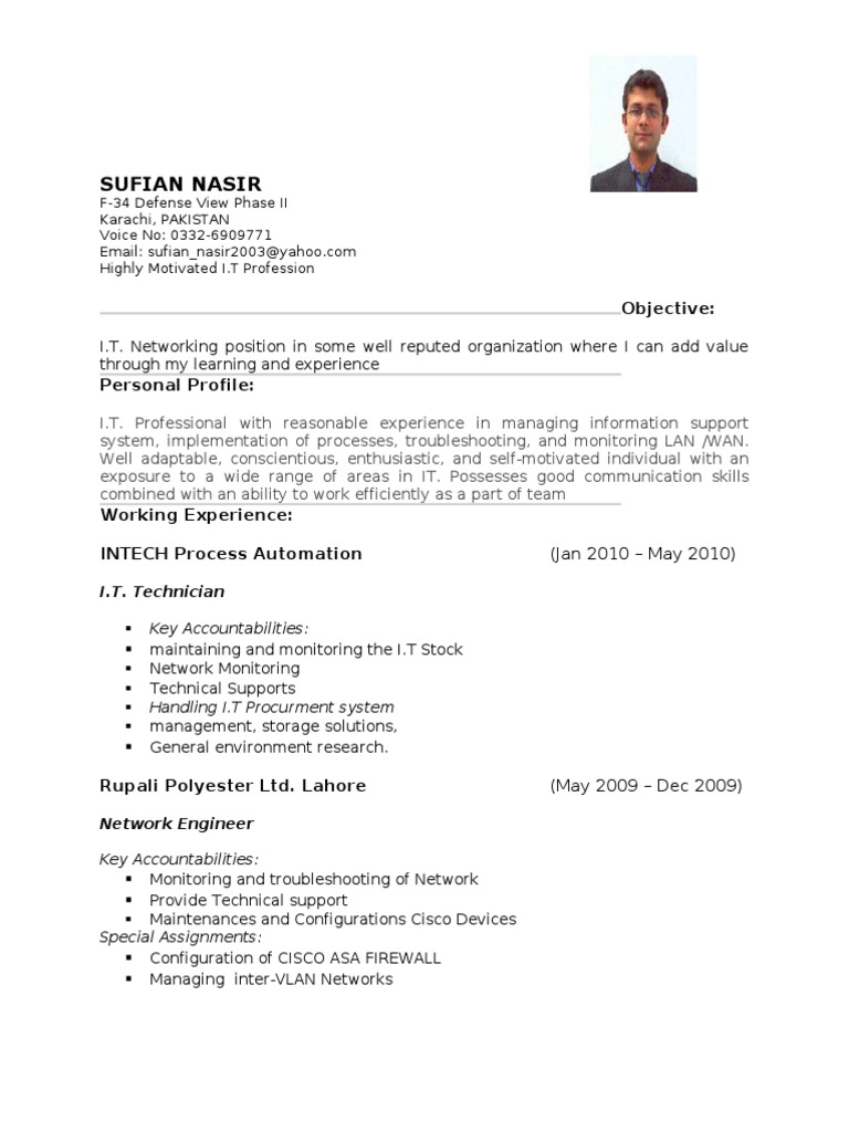 Sufian Nasir CV | PDF | Technical Support | Cisco Systems