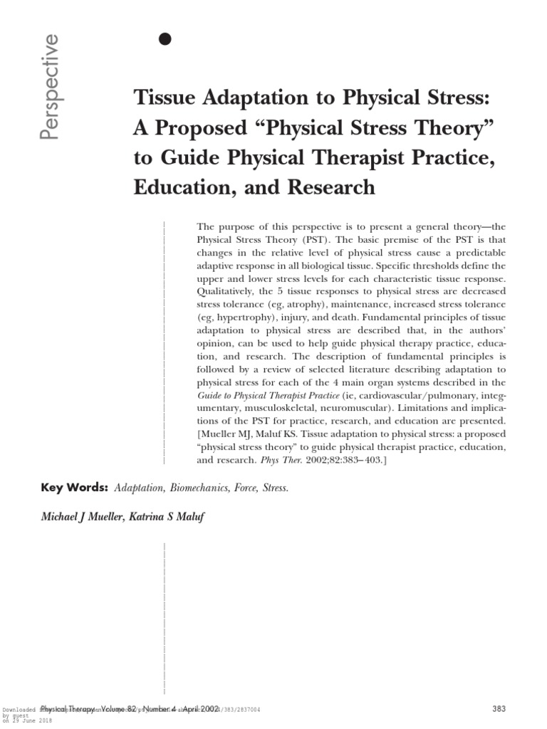Tissue Adaptation To Physical Stress: A Proposed "Physical Stress ...