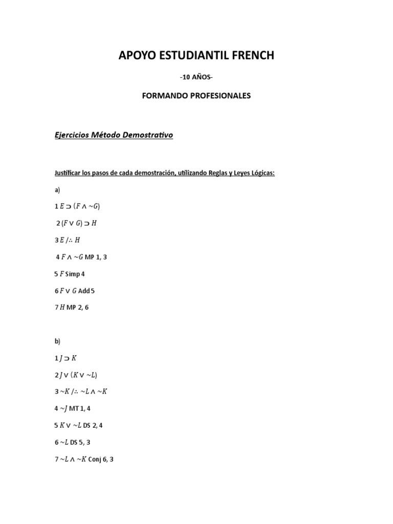 AEF - Ejercicios Método Demostrativo, Parte 2 (Con Respuesta) | PDF