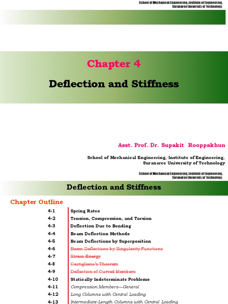 Beam Deflection and Stiffness Analysis | PDF | Beam (Structure) | Bending