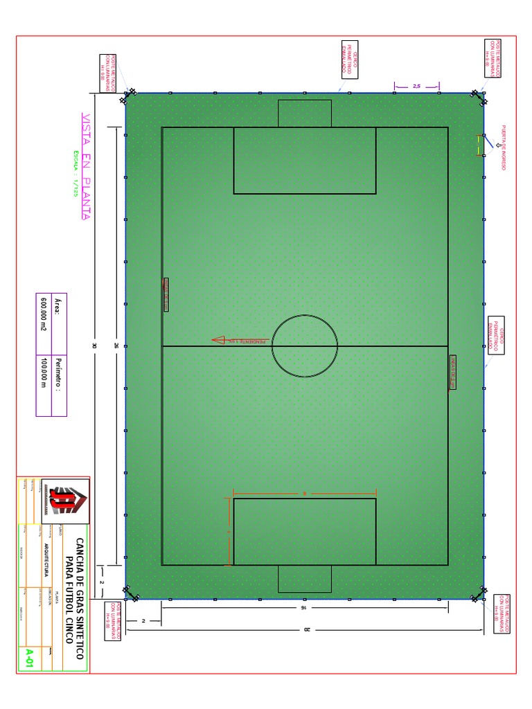 Plano en Planta Cancha Futbol | PDF