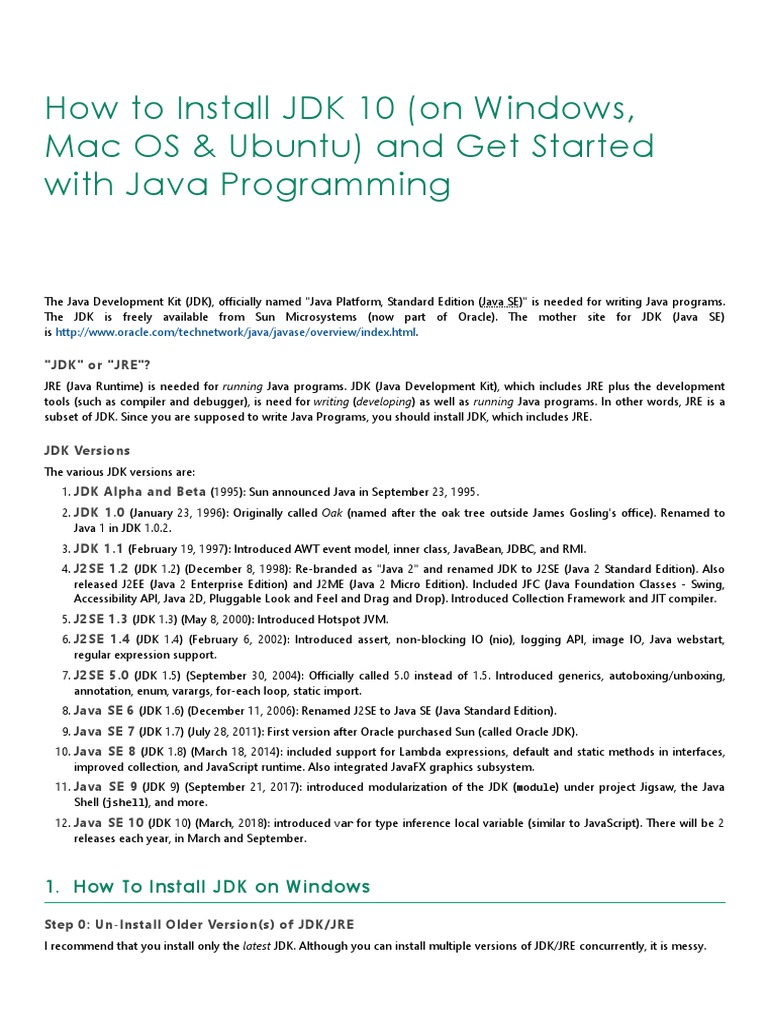How To Install JDK 8 (On Windows, Mac OS, Ubuntu) | PDF | Java (Programming Language) | Java ...