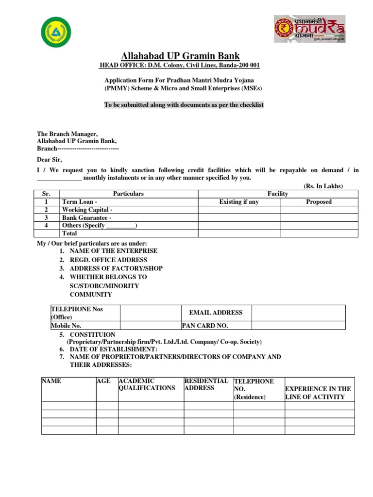 MUDRA - Loan Application | PDF | Identity Document | Loans