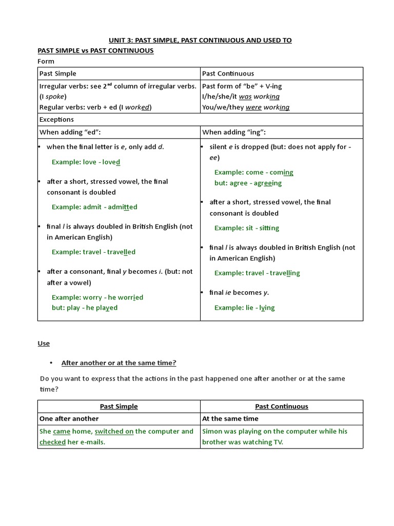 Past Simple Past Continuous Used To | PDF | Morphology | Semiotics