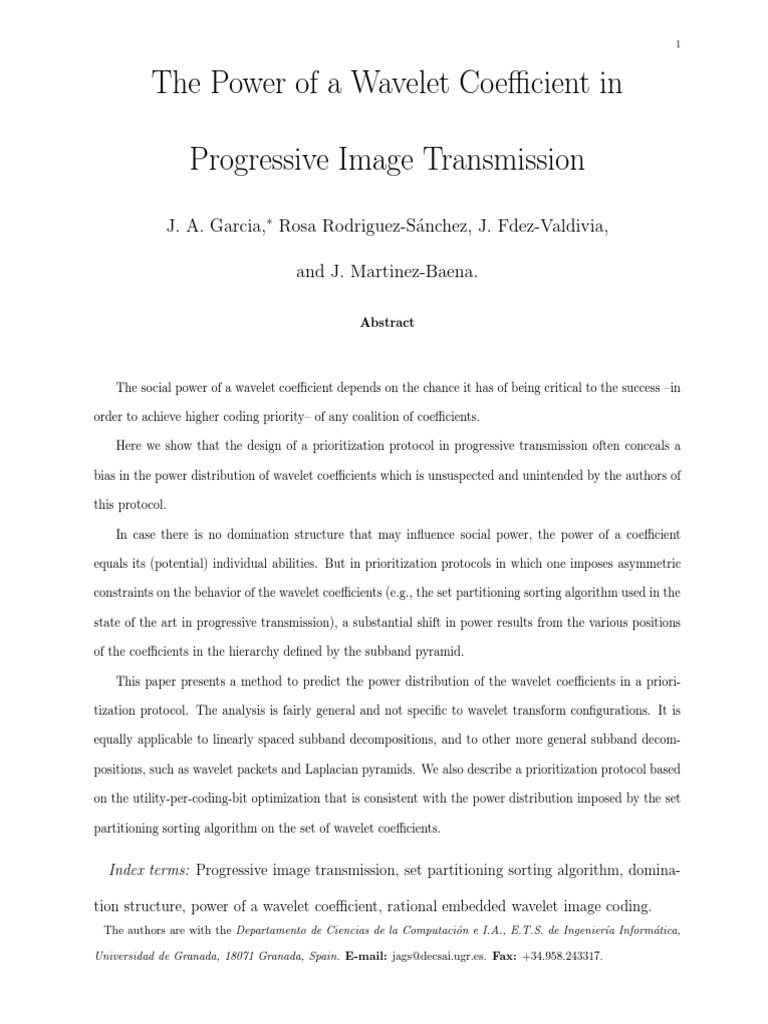 The Power of A Wavelet Coefficient in Progressive Image Transmission ...