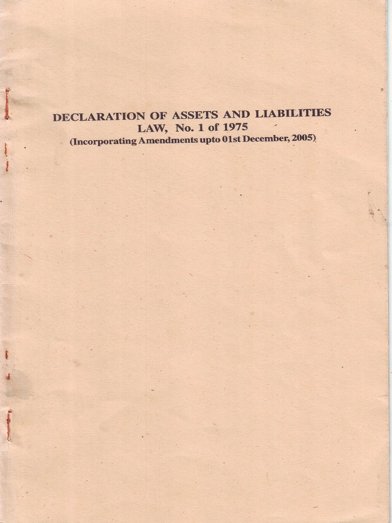 Declaration of Assets and Liabilities Sri Lanka | PDF | Criminal ...