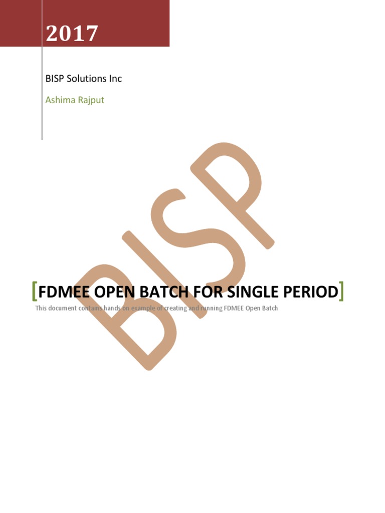Oracle FDMEE Open Batch For Single Period | PDF | Filename | Computer File Oracle FDMEE Open Batch For Single Period | PDF | Filename | Computer File