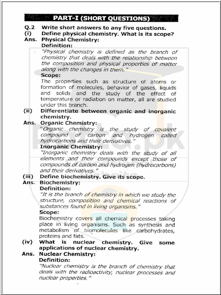 9th Class Ch.1 Chemistry Notes Lahore Board | PDF