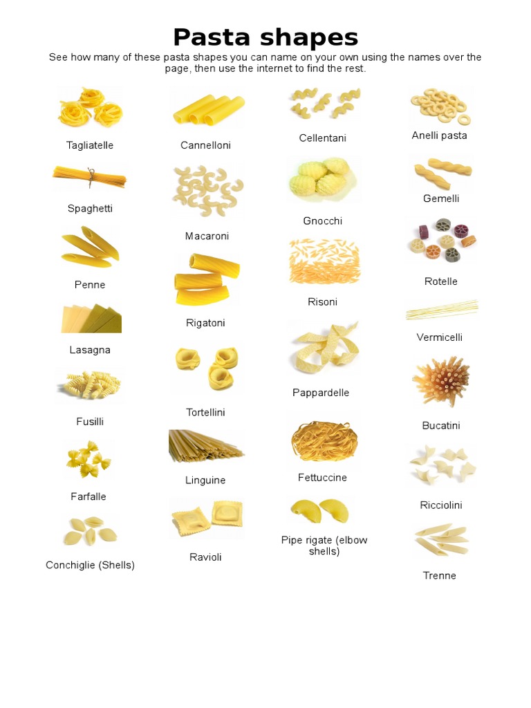 Pasta Shapes | PDF | Pasta | Italian Cuisine