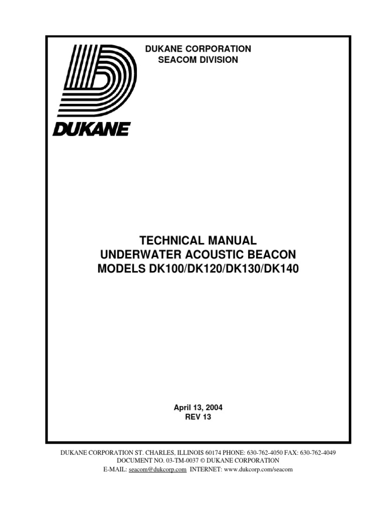 Dukane DK100Series13 Acoustic Beacons | PDF | Voltage | Battery ...