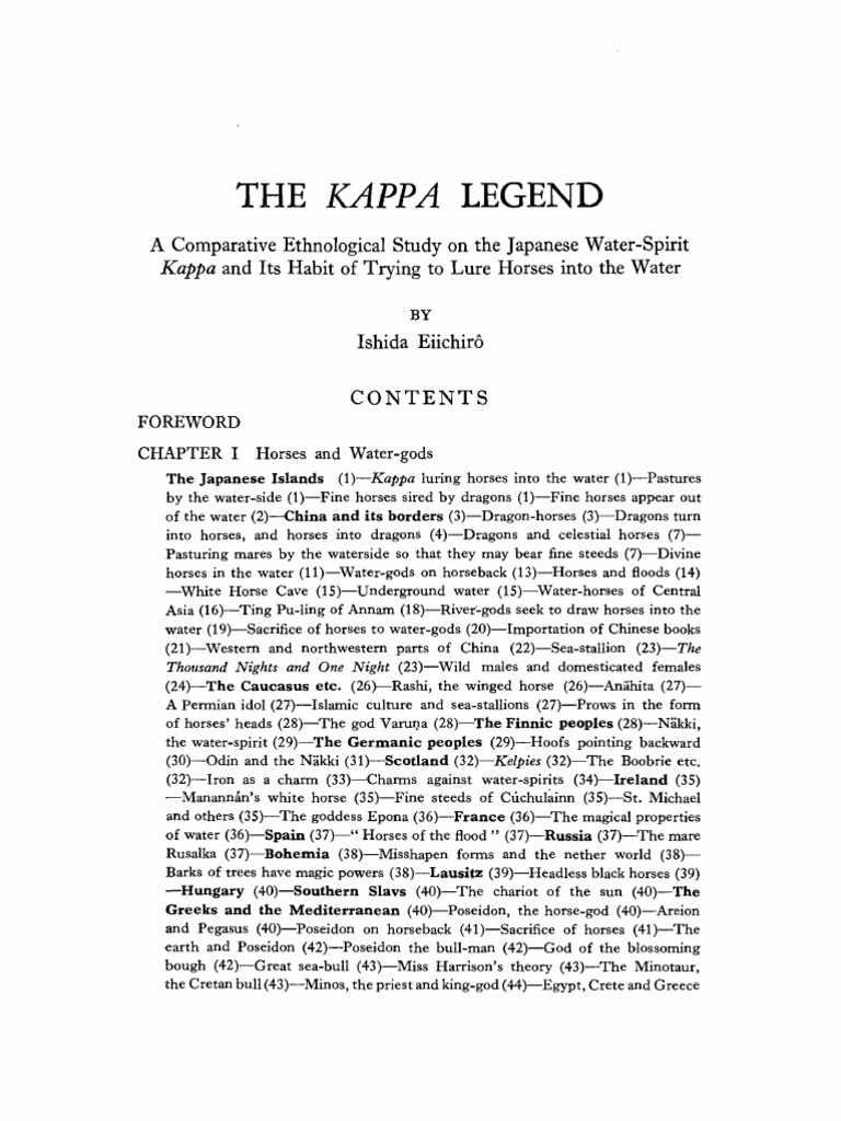 The Kappa Legend A Comparative Ethological Study On The Japanese Water ...