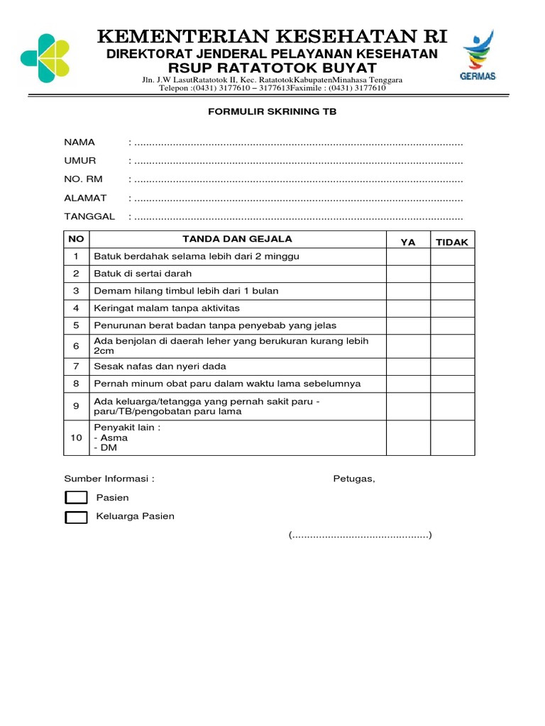 Form Skrining Pasien TB | PDF