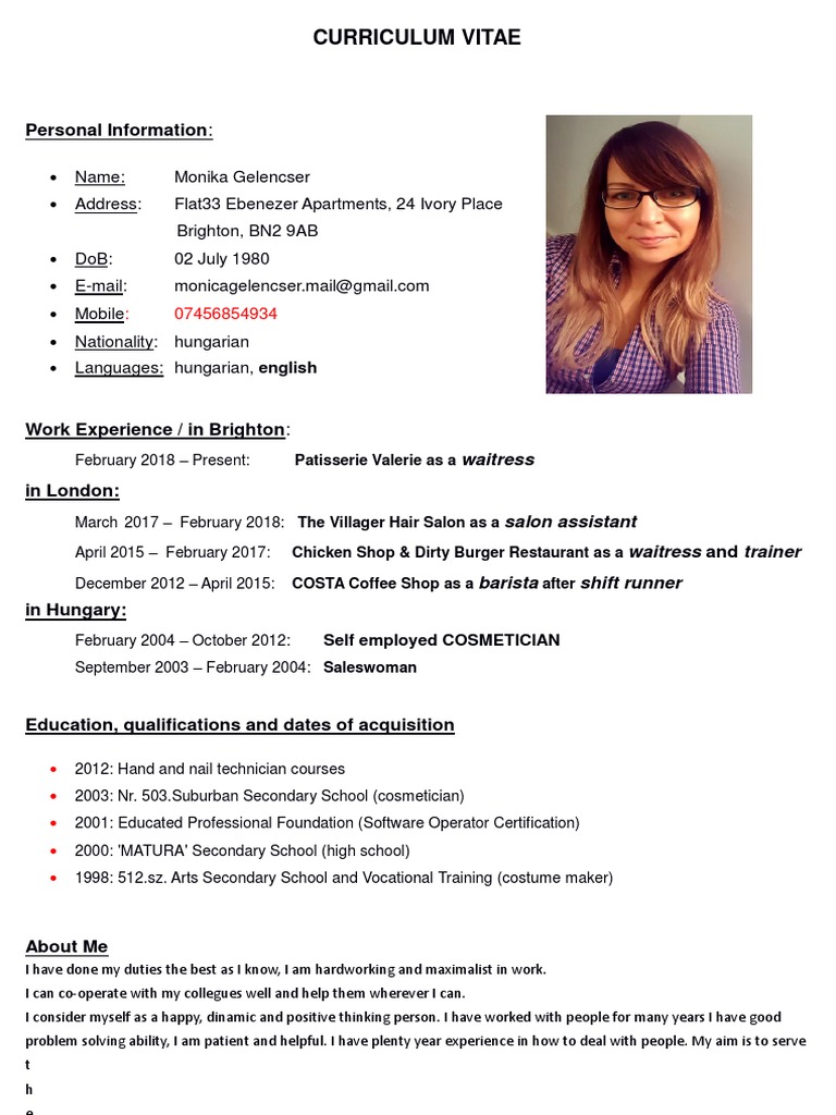 Curriculum Vitae: Personal Information | PDF