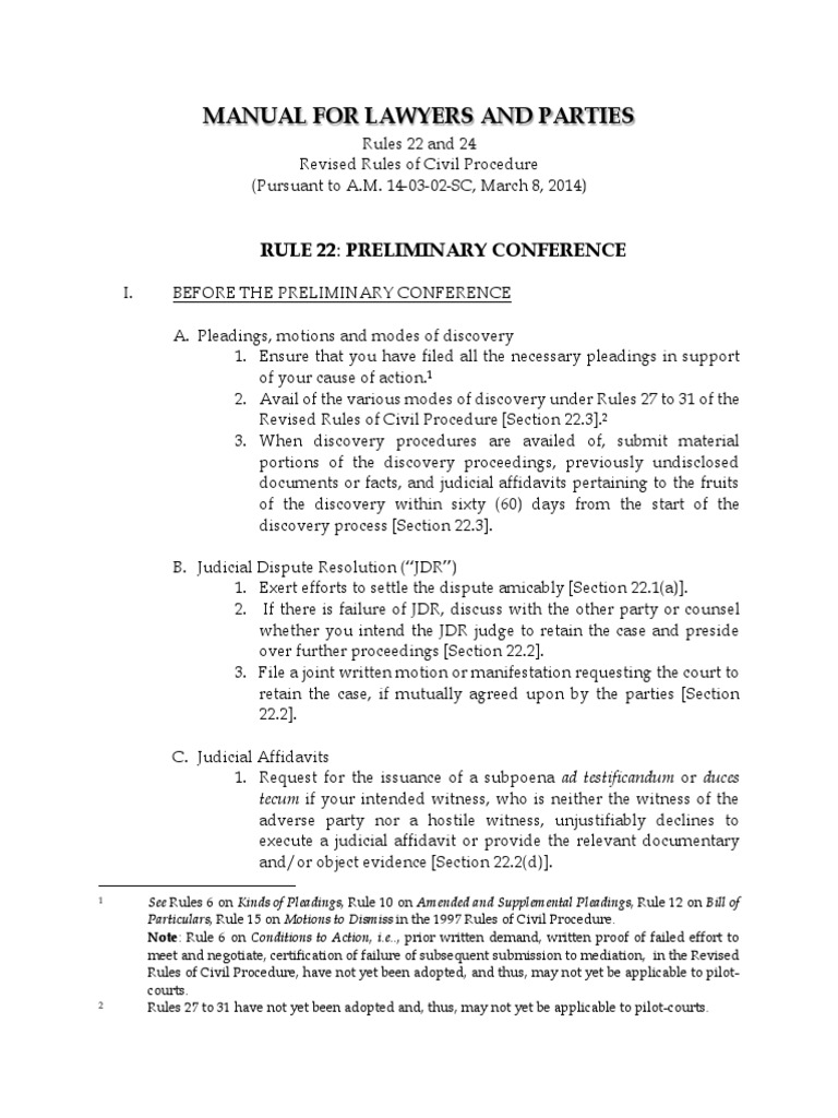 5-Manual For Lawyers and Parties Rules 22 and 24 | PDF | Discovery (Law ...