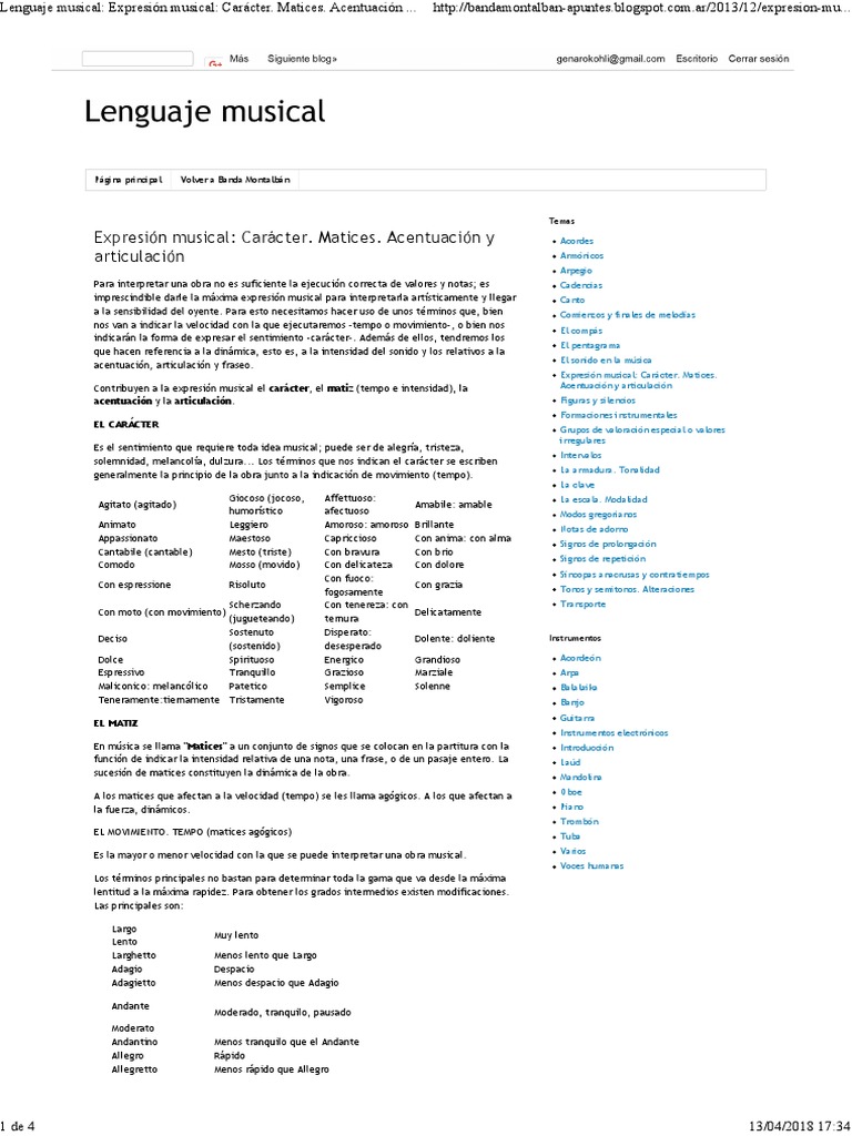 Lenguaje Musical - Expresión Musical - Carácter. Matices. Acentuación y ...