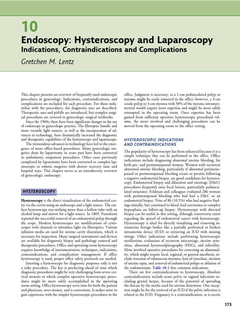 Endoscopy - Hysteroscopy and Laparoscopy Indications, Contraindications ...