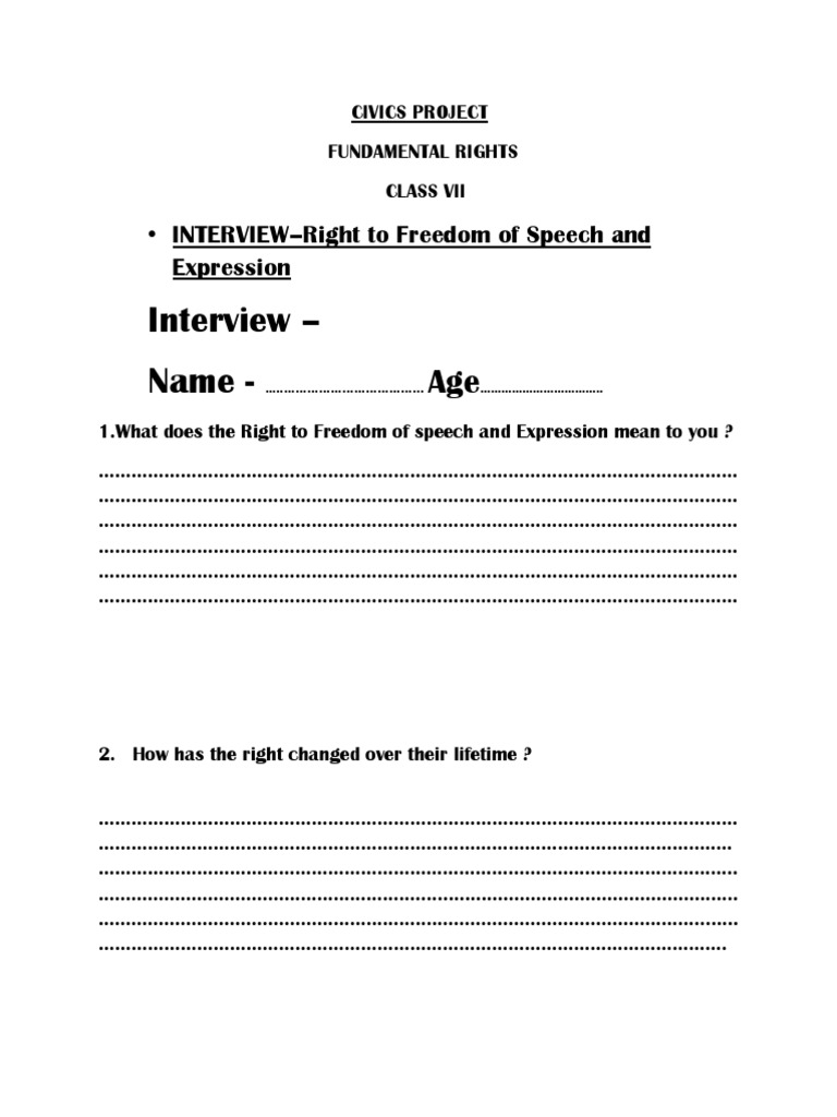 Civics Project: Freedom of Speech Interview | PDF