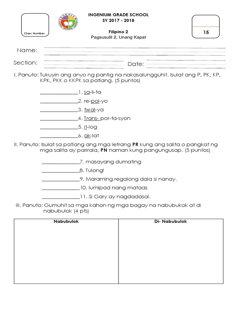 Filipino 2 Quiz 2 | PDF