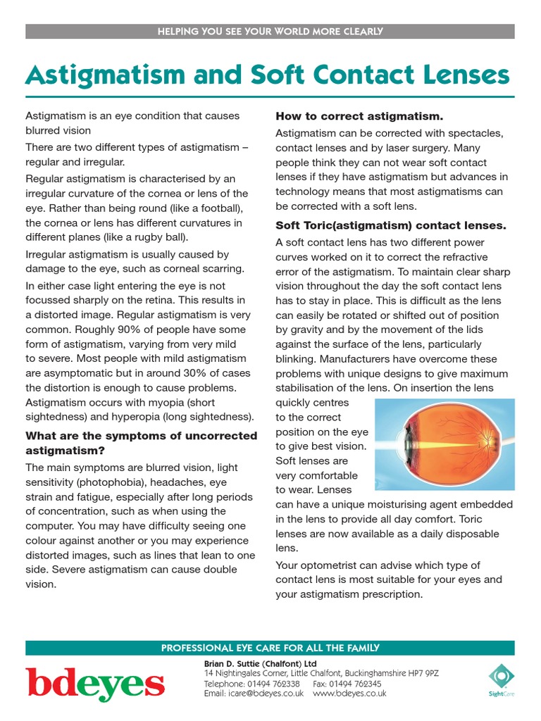 BD Eyes Astigmatism | PDF | Lens (Optics) | Contact Lens