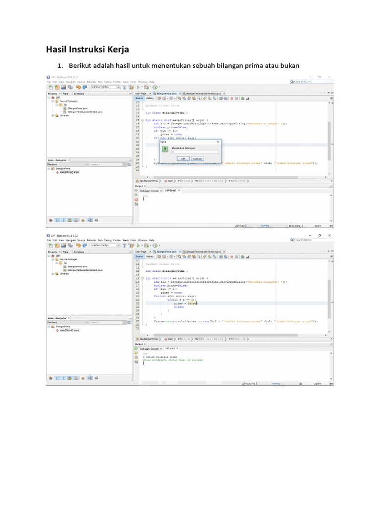 Bilangan Prima Menggunakan Java Netbeans | PDF | Metode & Bahan Ajar