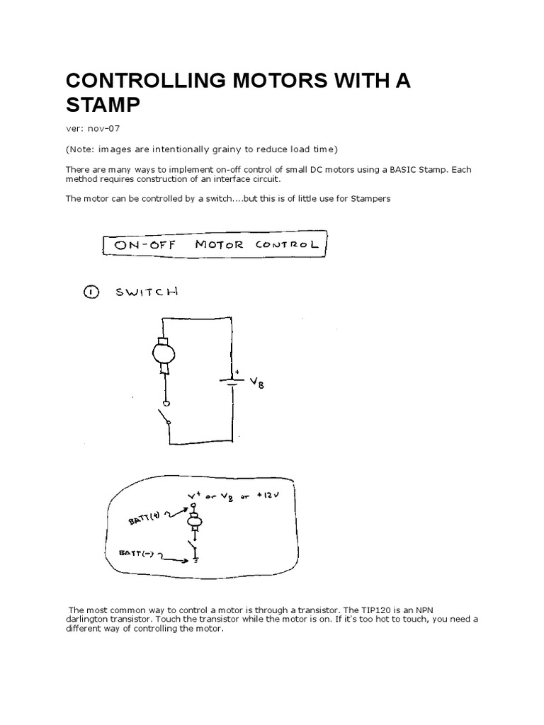 Controlling Motors With A Stamp | PDF | Relay | Switch