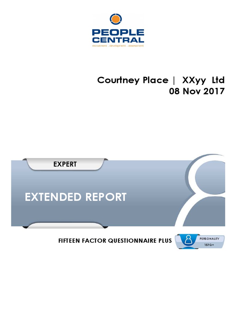 15FQ Personality Questionnaire Sample Report | PDF | Leadership ...