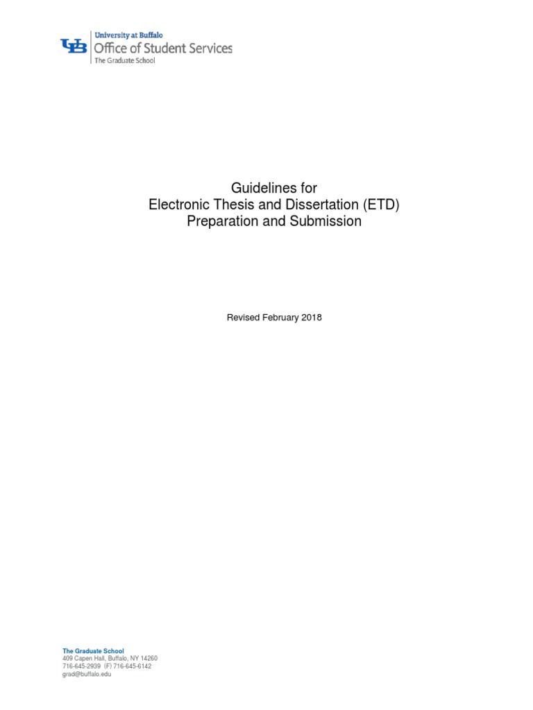 Guidelines For Electronic Thesis and Dissertation (ETD) Preparation and Submission | PDF ...