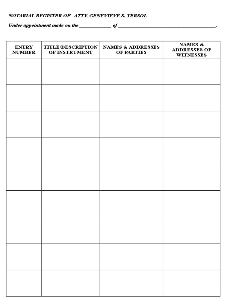 Notarial Register | PDF