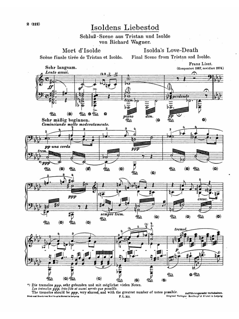 Liszt-Wagner Liebestod Tristan Und Isolde PDF | PDF