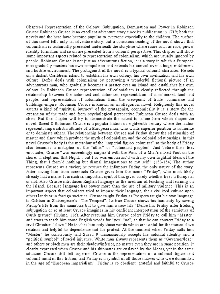 Colonialism in Robinson Crusoer | PDF | Robinson Crusoe | Colonialism