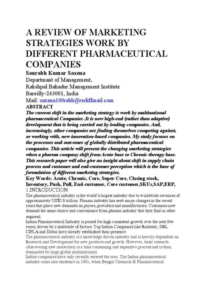 A Review of Marketing | PDF | Pharmaceutical Industry | World Trade ...