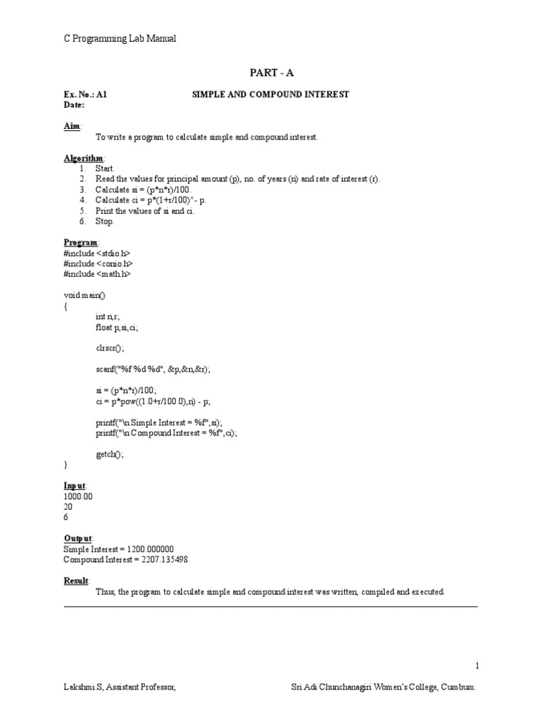 C Lab Manual C Programming Language Pointer Computer Programming