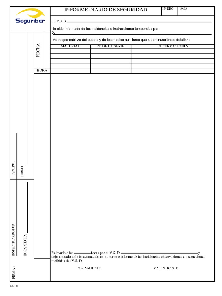 Plantilla Informe Diario | PDF