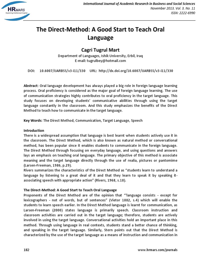 The Direct-Method A Good Start To Teach Oral Language PDF | PDF ...