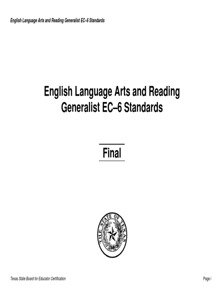 Ec 6 Elar Standard | PDF | Reading Comprehension | Reading (Process)