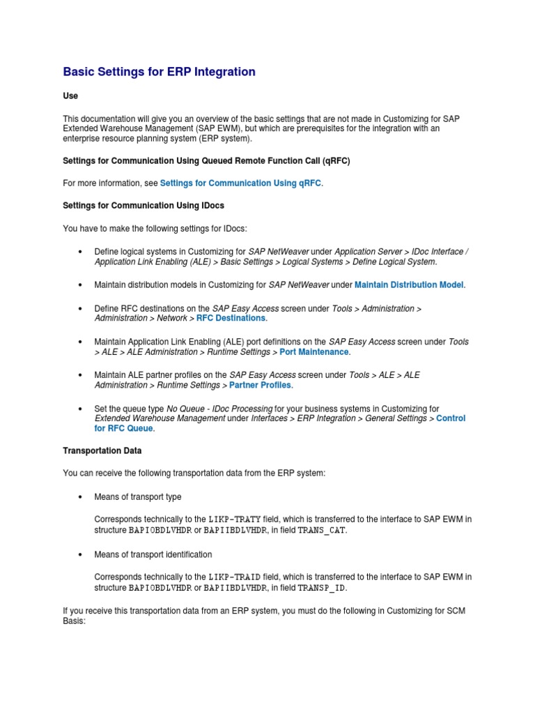 ERP Integration Basics for SAP EWM | PDF | Enterprise Resource Planning ...