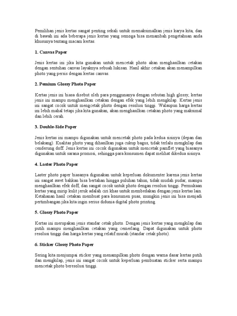 Jenis Jenis Kertas | PDF