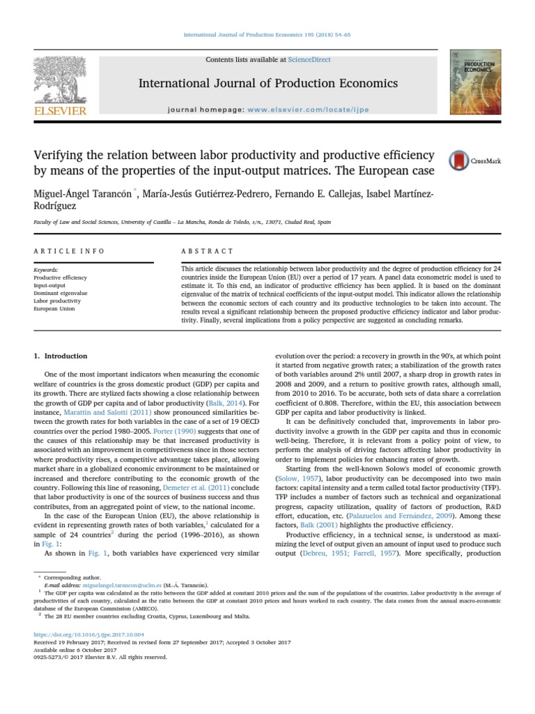 International Journal of Production Economics | PDF | Input–Output ...