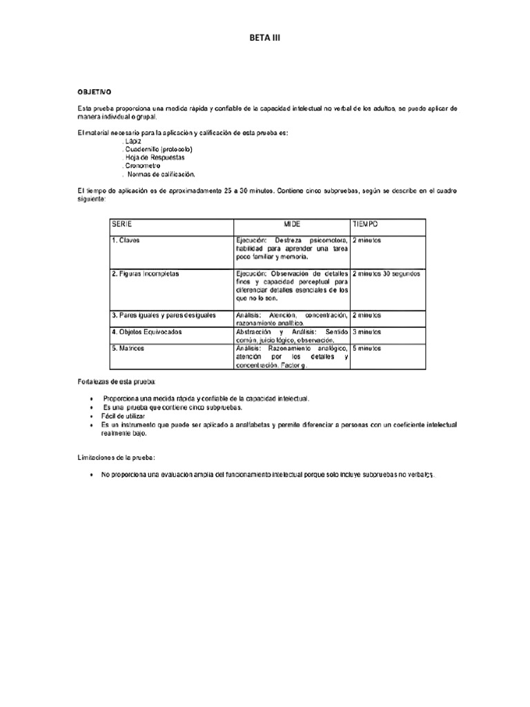 Beta III Tablas | PDF
