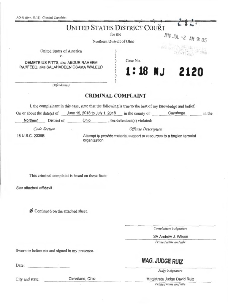 Demetrius Pitts Affidavit | PDF | Joint Terrorism Task Force | Search ...