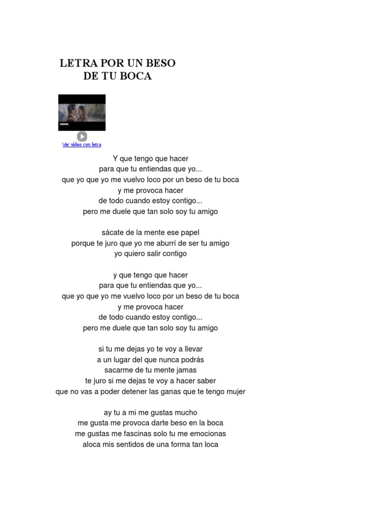 Letra Por Un Beso de Tu Boca Silvestre Dangon | PDF | Poesía