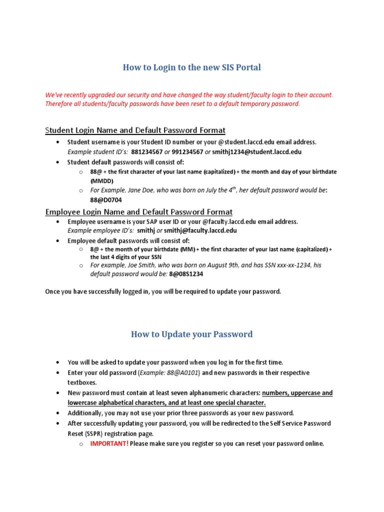 SIS Portal Login Guide | PDF