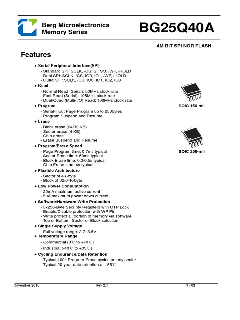 BG25Q40A Datasheet PDF | PDF | Input/Output | Flash Memory