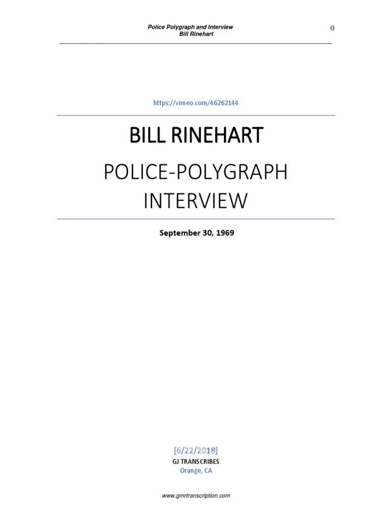 Bill Rinehart Polygraph Interview 9-30-69 | PDF | Paranoia