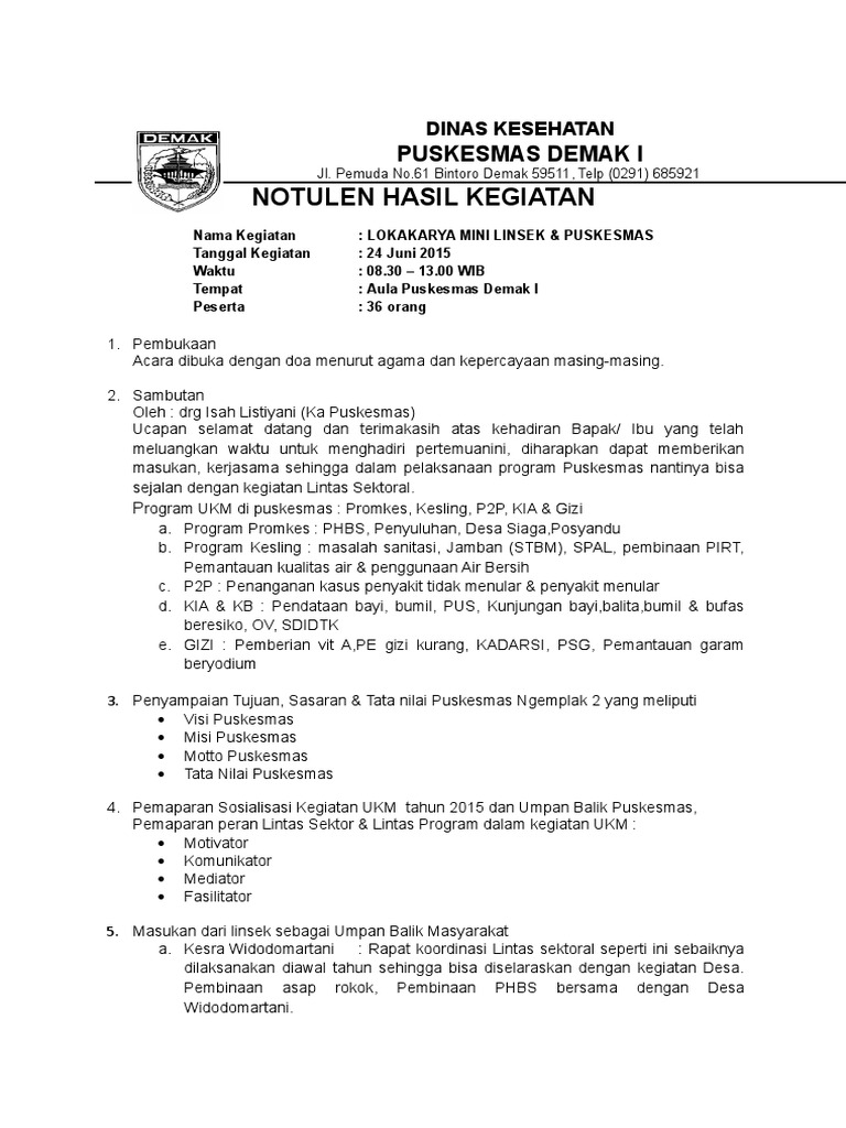 Notulen Linsek | PDF