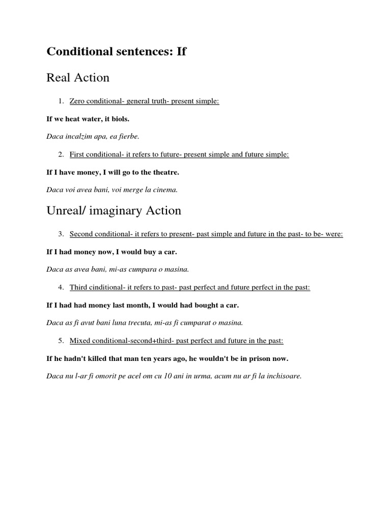 Real Action: Conditional Sentences: If | PDF