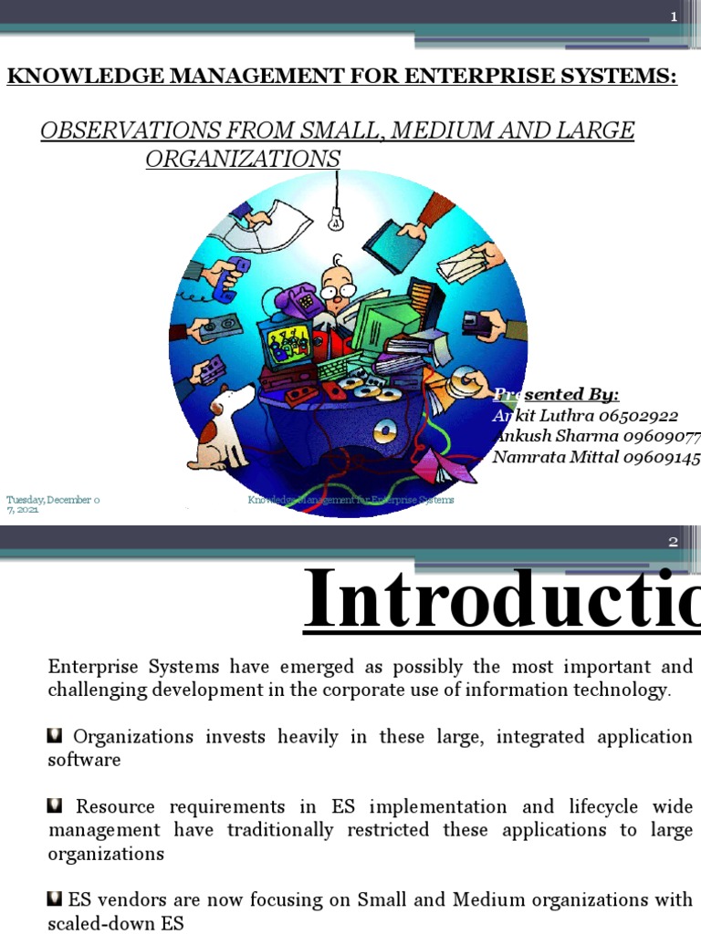 Knowledge Management For Enterprise Systems: Observations From Small ...